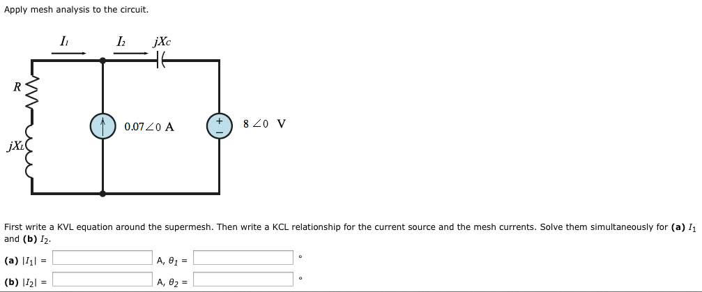 Solved Apply Mesh Analysis To The Circuit First Write A Kvl 