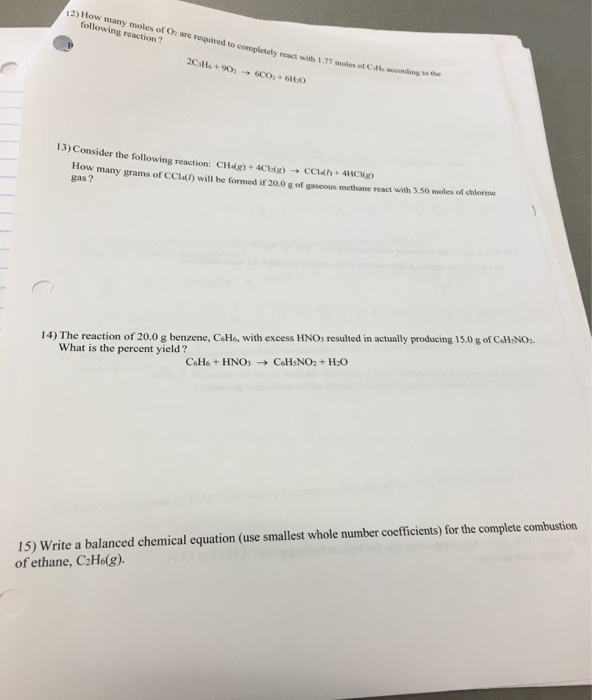 Solved How many moles of O_2 are required to completely | Chegg.com