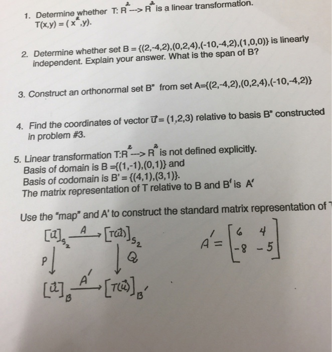 Solved Determine whether T: R^2 rightarrow R^2 is a linear | Chegg.com