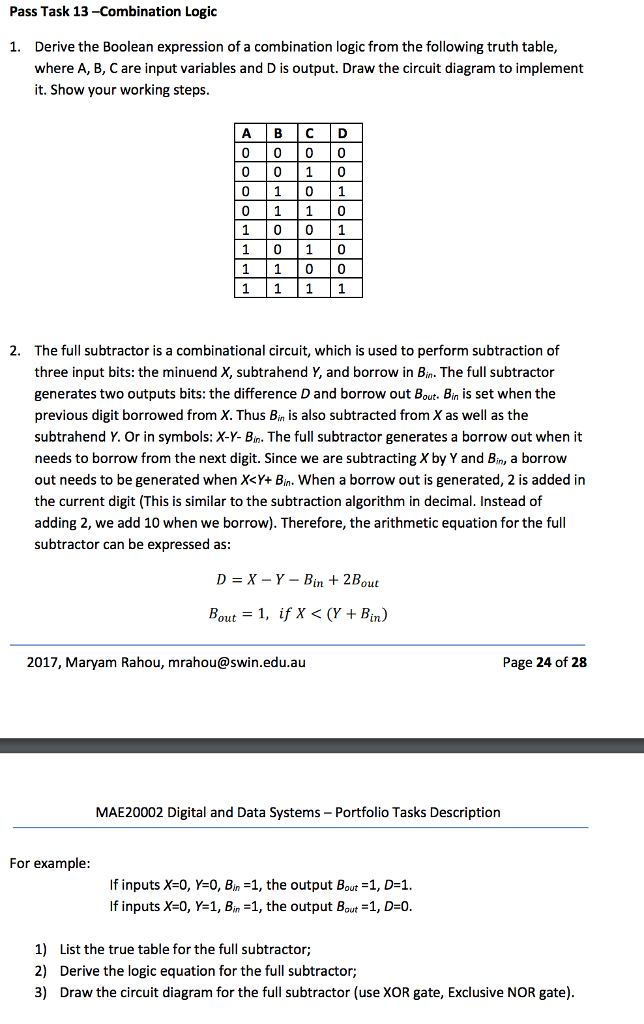 Solved Derive The Boolean Expression Of A Combination Logic