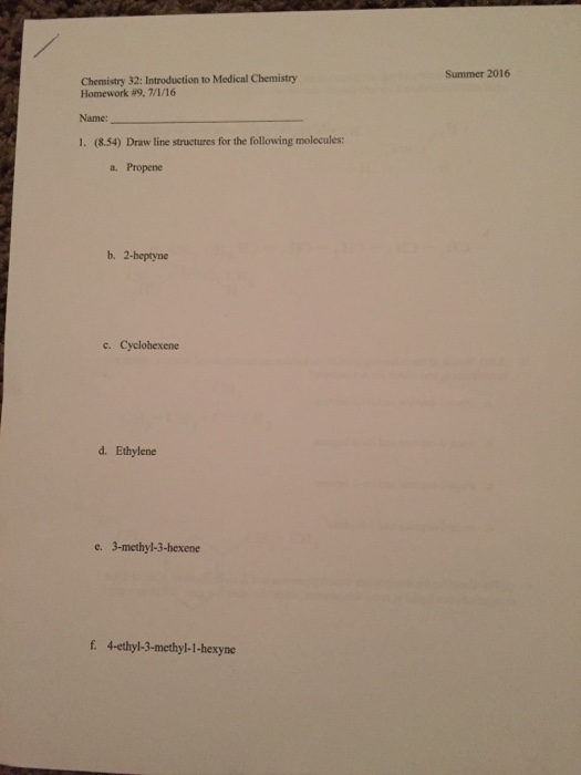 Solved Draw line structures for the following molecules: | Chegg.com