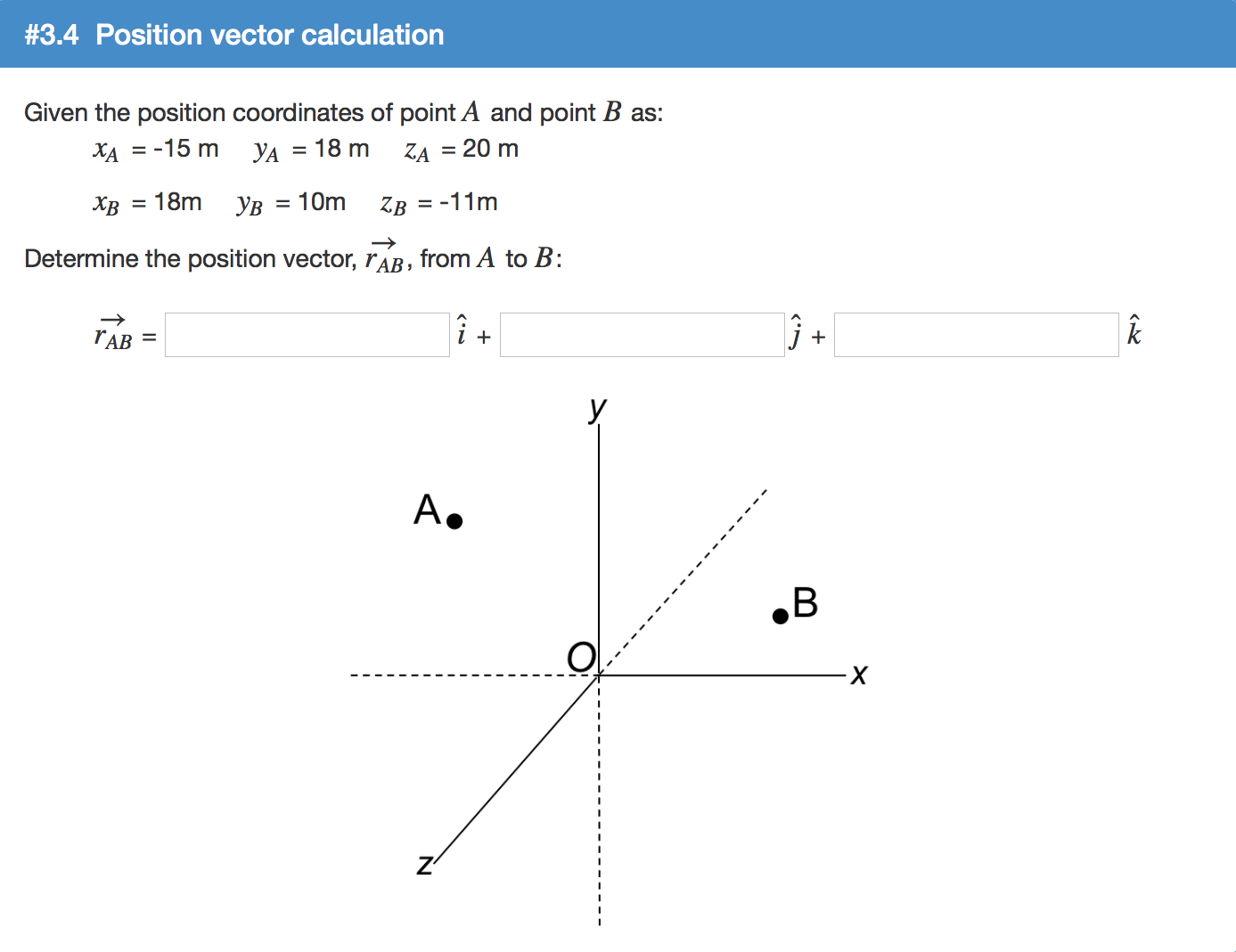 Solved Given the position coordinates of point A and point B | Chegg.com