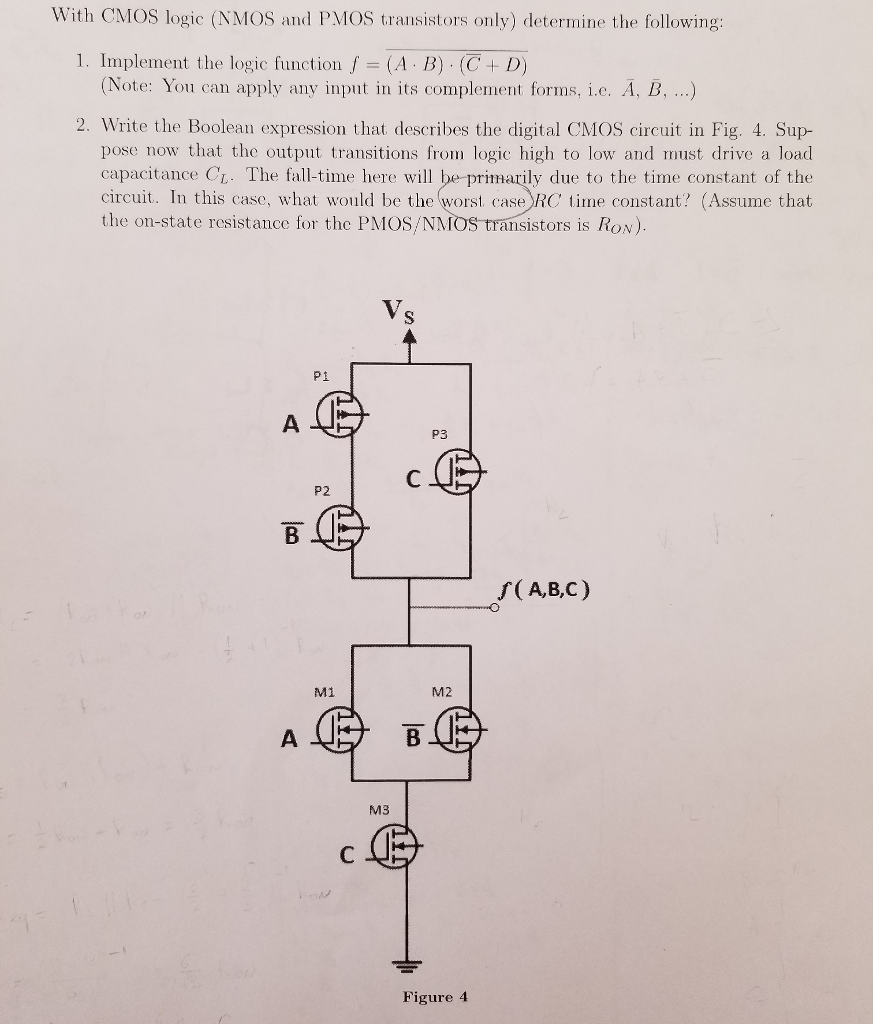 Solved With CMOS logic (NMOS and PMOS transistors only) | Chegg.com
