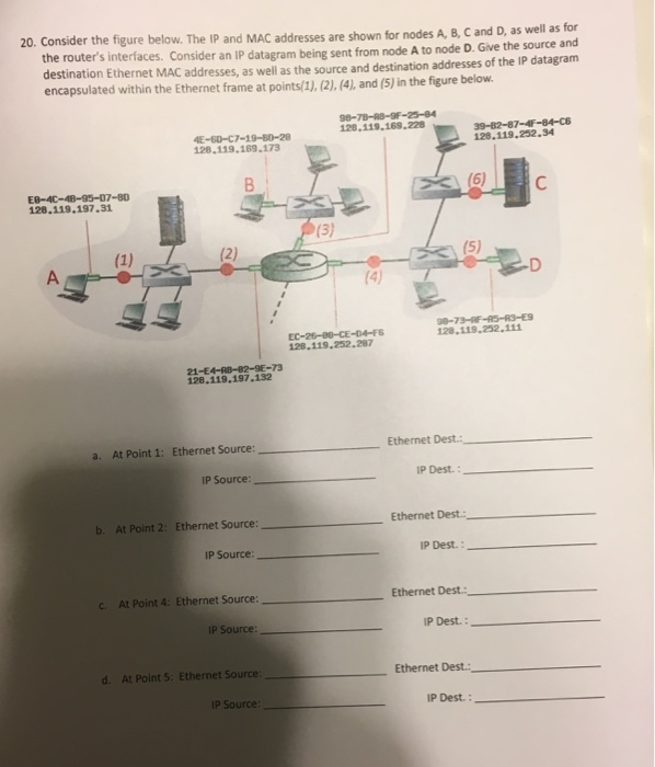 Solved Consider the figure below. The IP and MAC addresses | Chegg.com