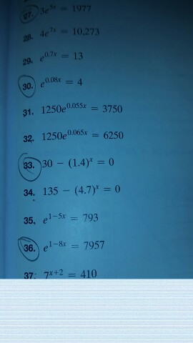 Solved 3e^5x = 1977 4e^7x = 10.273 e^0.7x = 13 e^0.08x = | Chegg.com