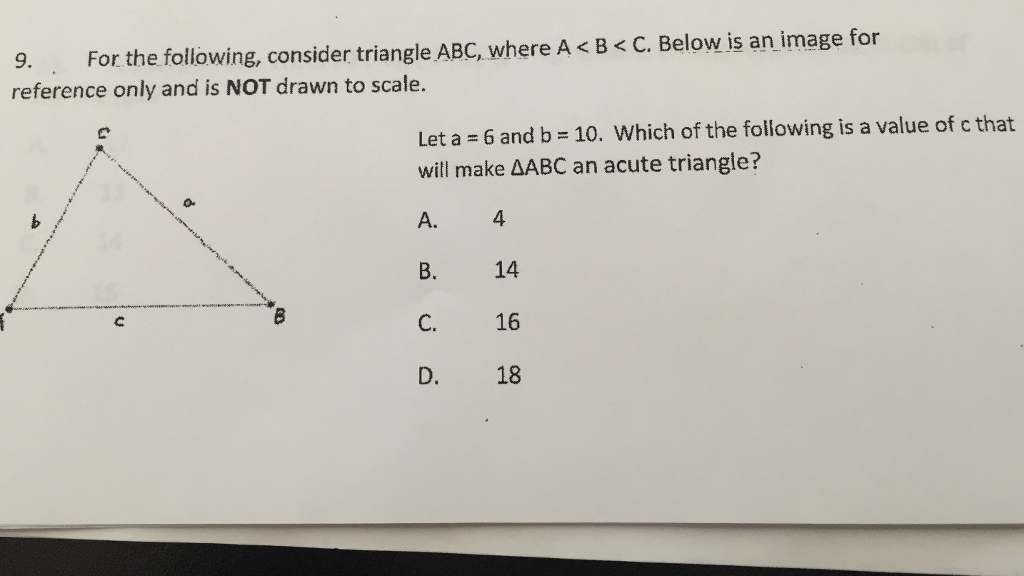 Solved 9. For the following, consider triangle ABC, where A | Chegg.com