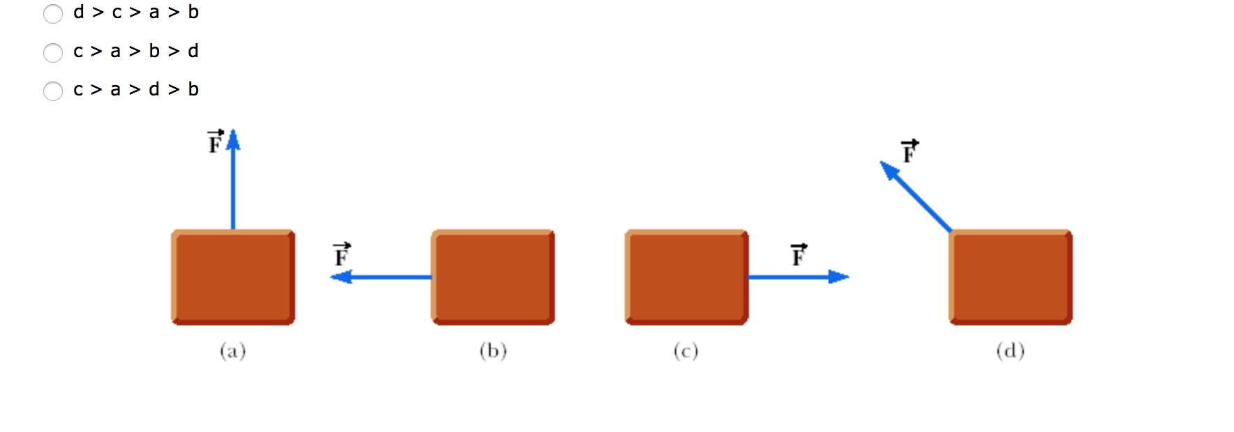 In figures (a)-(d), a block moves to the right in the | Chegg.com