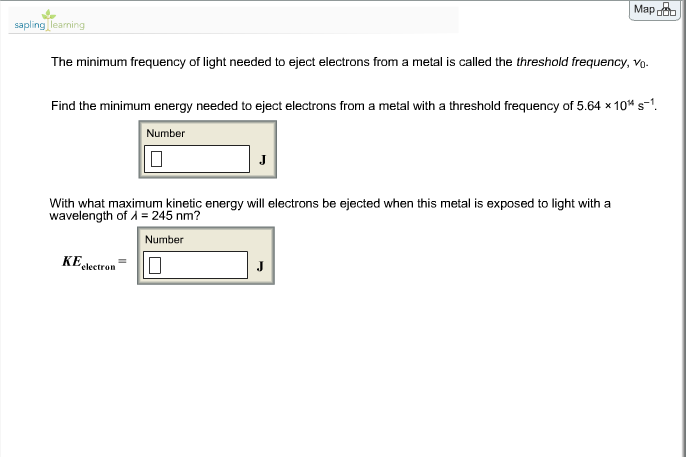 Solved Map pling The minimum frequency of light needed to | Chegg.com