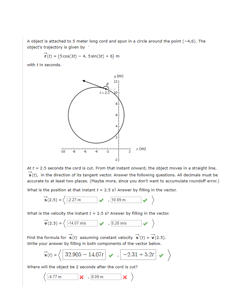 Solved A object is attached to 5 meter long cord and spun in | Chegg.com