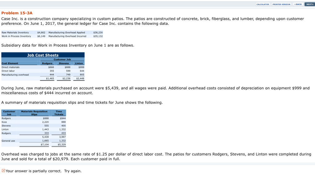 Solved Problem 15-3A Case Inc. is a construction company | Chegg.com