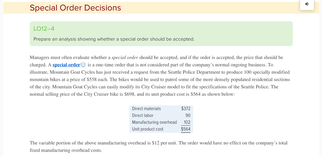 Solved Special Order Decisions し012-4 Prepare an analysis | Chegg.com