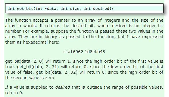 Solved int get bit(int data, int size, int desired) The | Chegg.com
