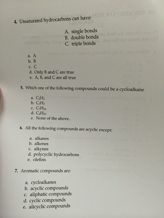 Solved Unsaturated hydrocarbons can have: Which one of the | Chegg.com
