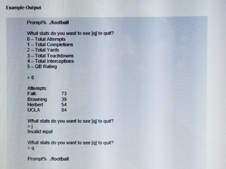 Solved Write an application that calculates the quarterback | Chegg.com