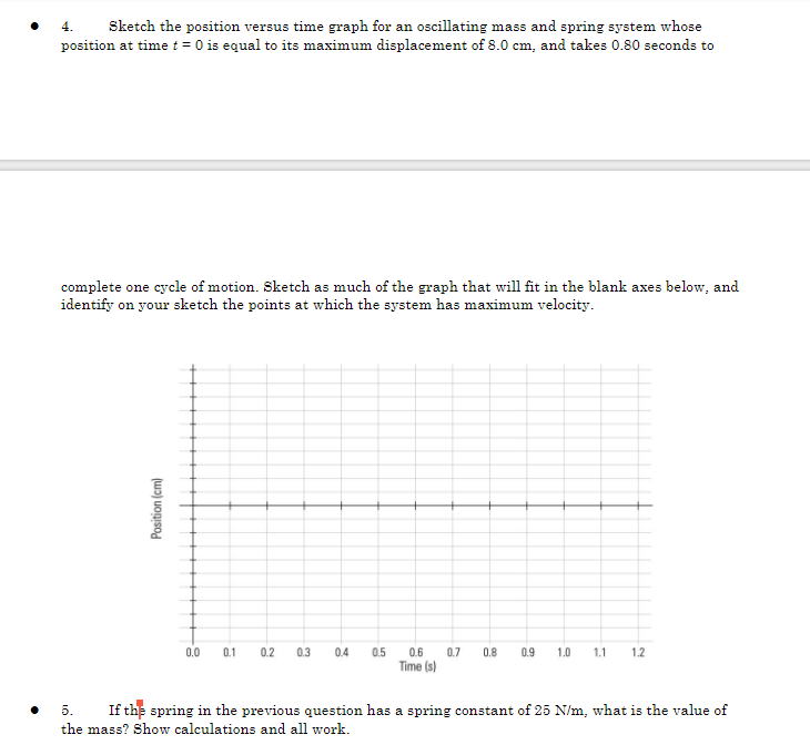 Solved 4 Sketch The Position Versus Time Graph For An