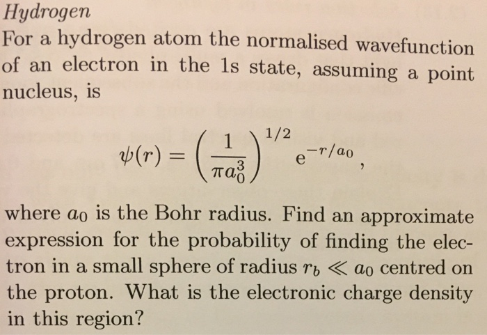Solved For A Hydrogen Atom The Normalised Wavefunction Of An