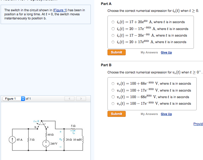 Solved The switch in the circuit shown in (Figure 1) has | Chegg.com