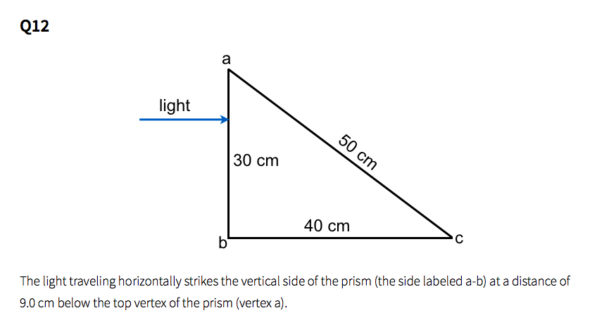 Solved The prism is made from glass that has an index of | Chegg.com