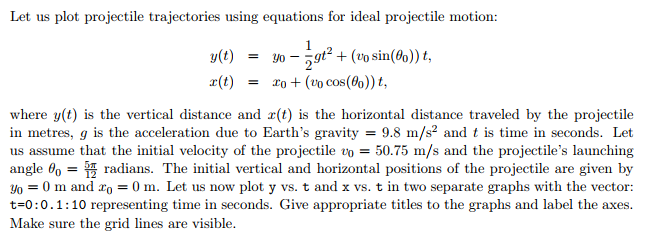 Solved Let Us Plot Projectile Trajectories Using Equations