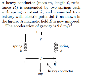 Solved A heavy conductor (mass m, length l, resistance R) is | Chegg.com