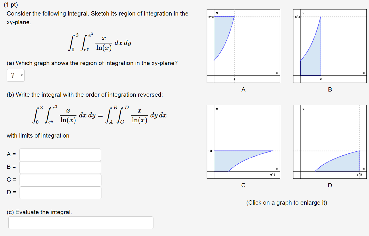 Solved (1 pt) Consider the following integral. Sketch its | Chegg.com