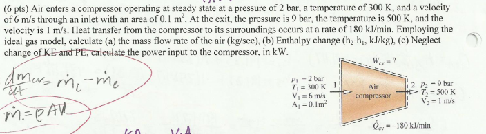 Solved Air enters a compressor operating at steady state at | Chegg.com