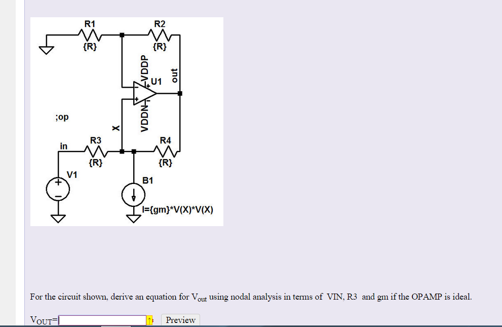 Solved For the circuit shown, derive an equation for V_out | Chegg.com