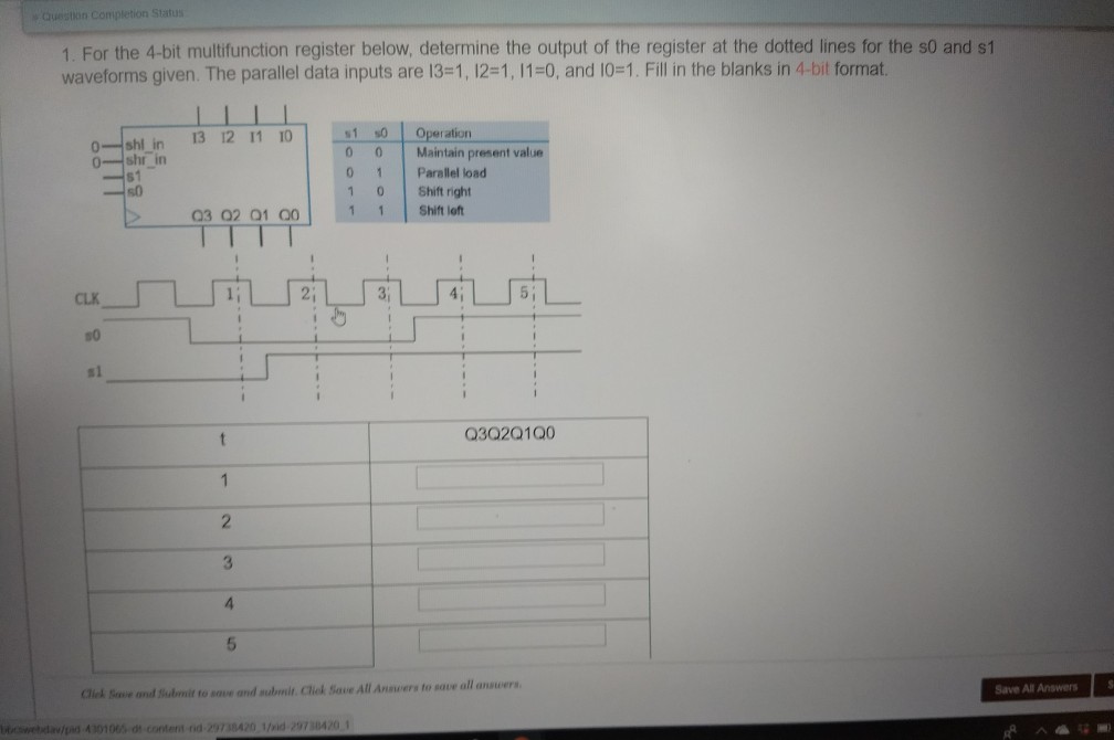 Solved Question Completion Status 1. For the 4-bit | Chegg.com