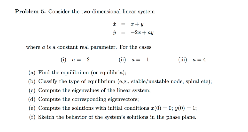 Solved Consider the two-dimensional linear system x = x + y | Chegg.com