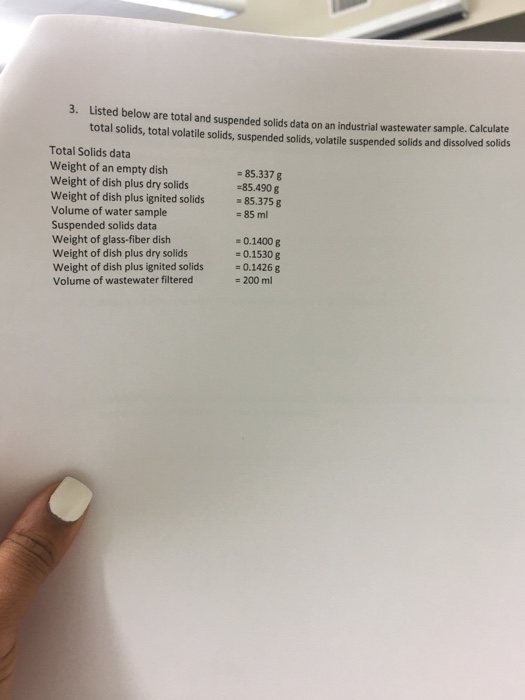 Solved Listed below are total and suspended solids data on | Chegg.com