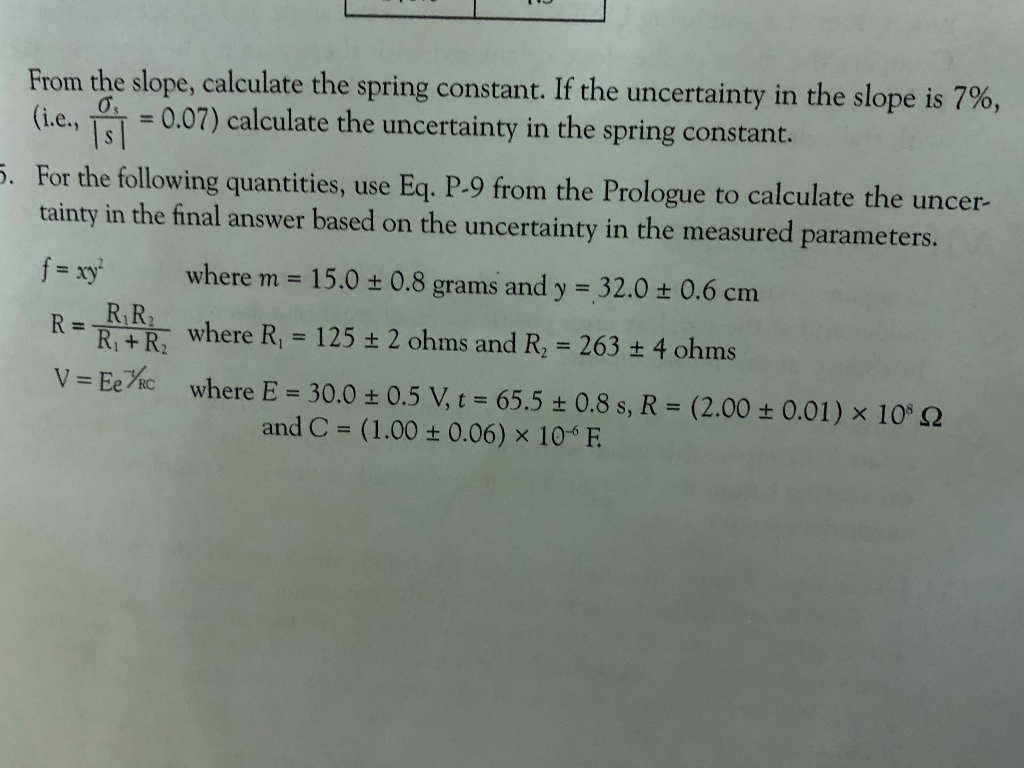 ate the spring constant. If the uncertainty in the | Chegg.com