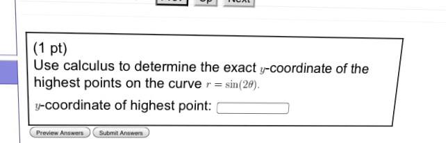 Solved (1 pt) Use calculus to determine the exact | Chegg.com