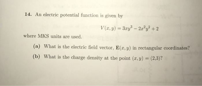 Solved An electric potential function is given by V(x, y) = | Chegg.com