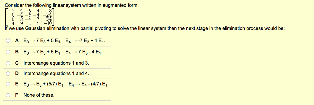 Solved Consider the following linear system written in | Chegg.com