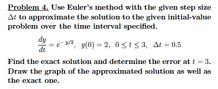 Solved Use Euler's method with the given step size Delta t | Chegg.com