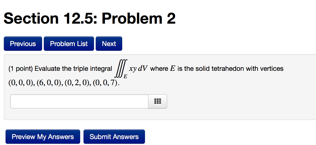 Solved Section 12.5: Problem 2 Previous Problem List Next 1 | Chegg.com