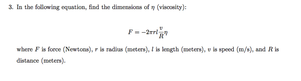 Solved 3. In the following equation, find the dimensions of | Chegg.com