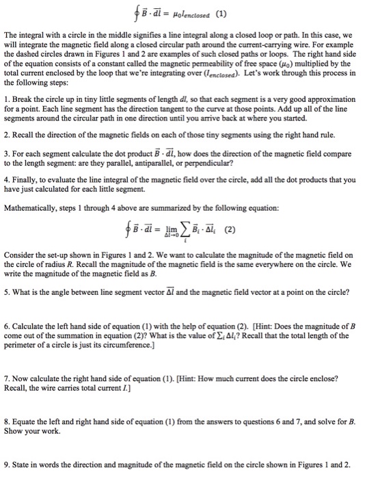 Integral B. dl = mu_0 I_enclosed The integral with a | Chegg.com
