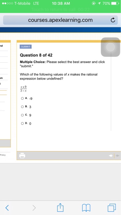 Solved Which Of The Following Values Of X Makes The Rational 