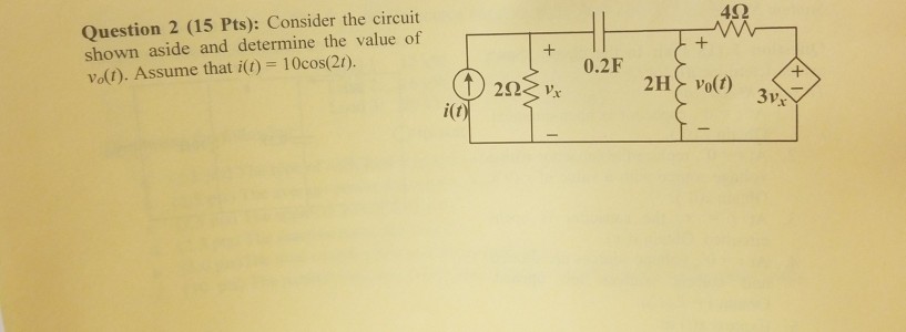 Solved Question 2 (15 Pts): Consider the circuit shown aside | Chegg.com Solved Question 2 (15 Pts): Consider the circuit shown aside | Chegg.com