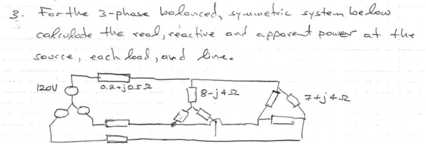 Solved For the 3-phase balanced, symmetric system below. | Chegg.com