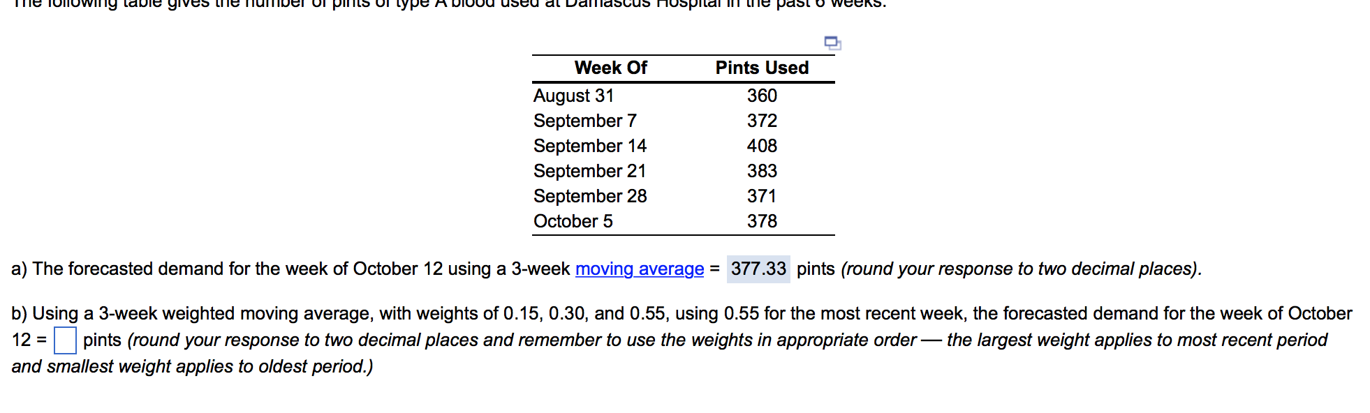 Solved The following table gives the number of pints or type | Chegg.com