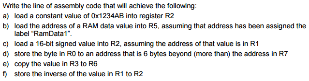 Solved Write the line of assembly code that will achieve the | Chegg.com