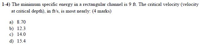 Solved The minimum specific energy in a rectangular channel | Chegg.com