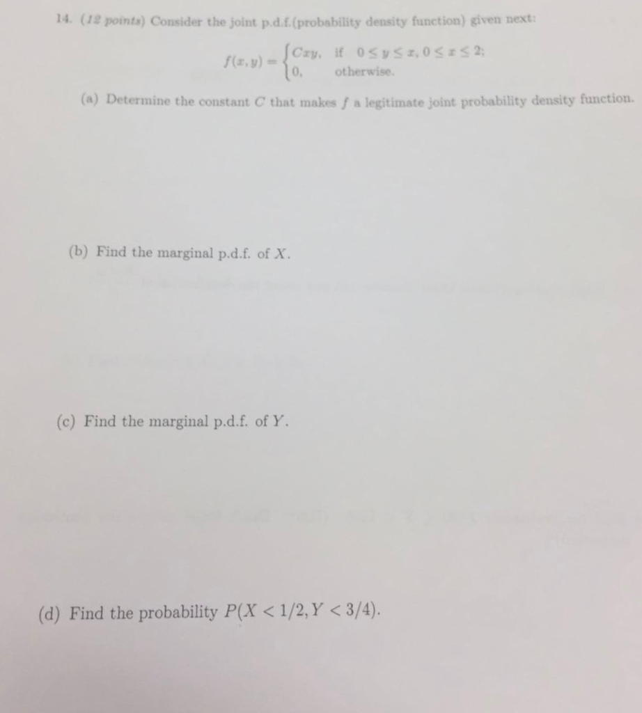 Solved Consider the joint p.d.f.(probability density | Chegg.com