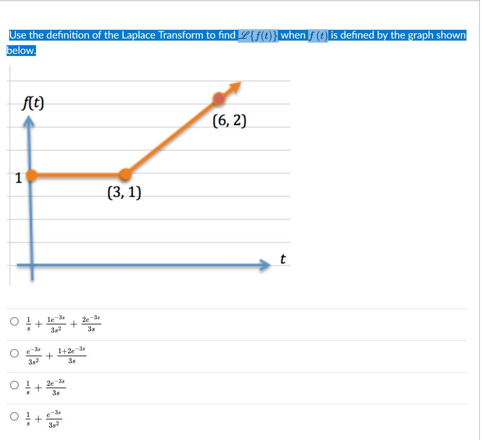 Solved Use the definition of the Laplace Transform to find | Chegg.com