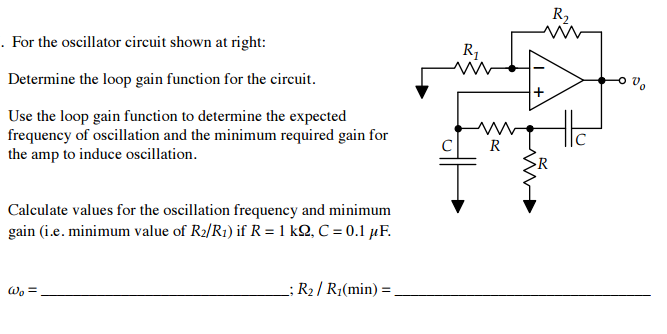 Solved For the oscillator circuit shown at right: Determine | Chegg.com