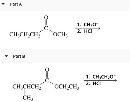 Solved Part A 1. CH3O CH2 OCH . HC Part B 1. CH3CH20 2. HCI | Chegg.com