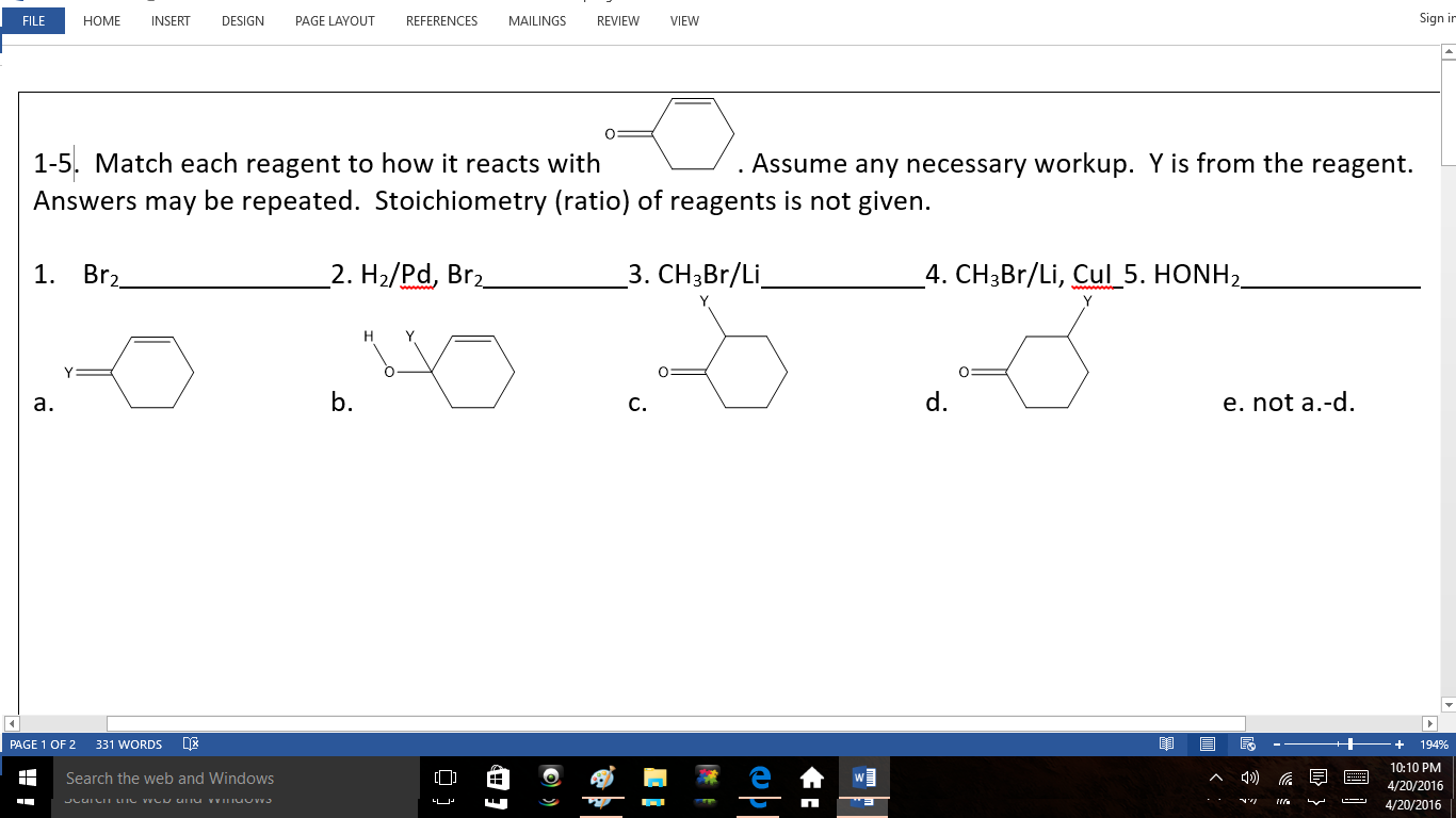 Solved Match each reagent to how it reacts with Assume any | Chegg.com