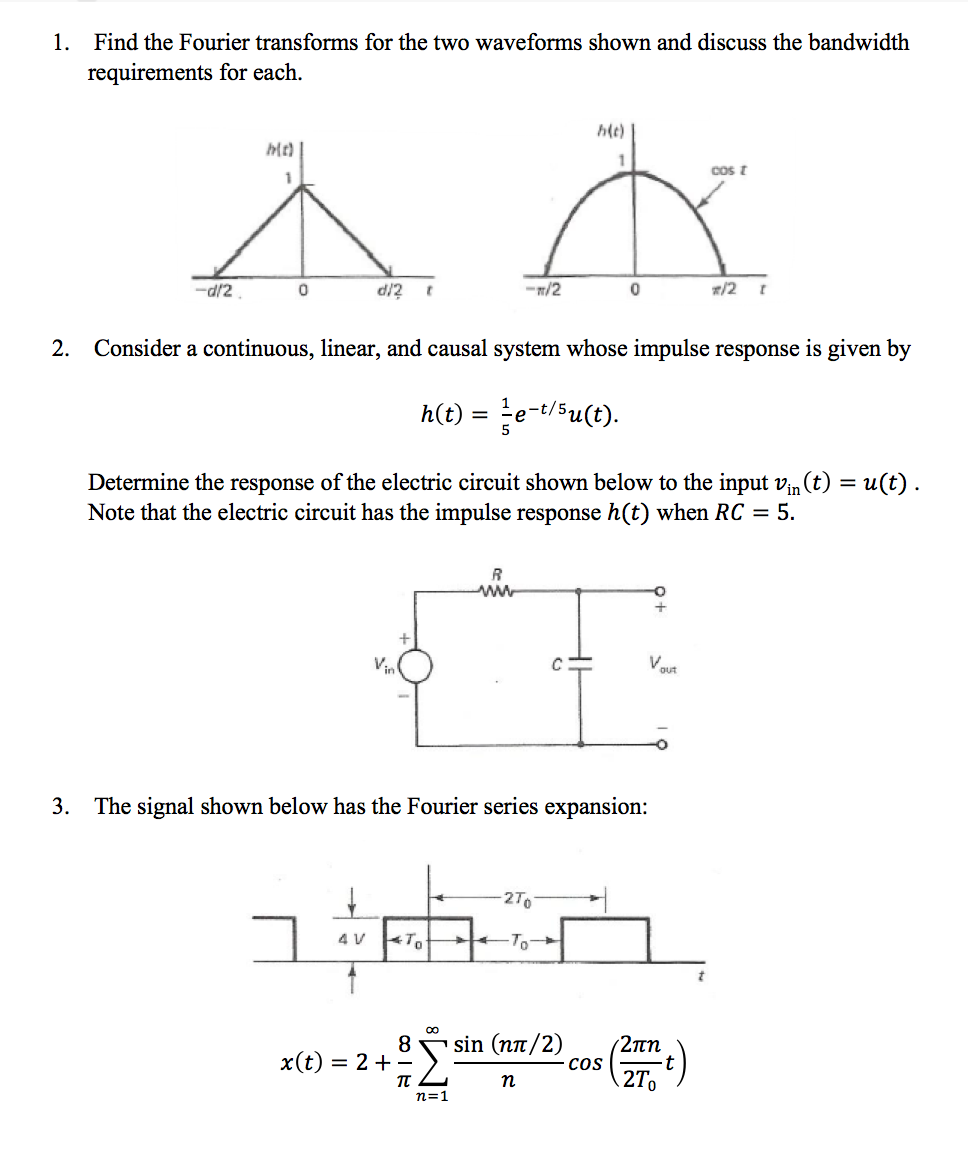 Solved Find the fourier transforms for the two waveforms | Chegg.com